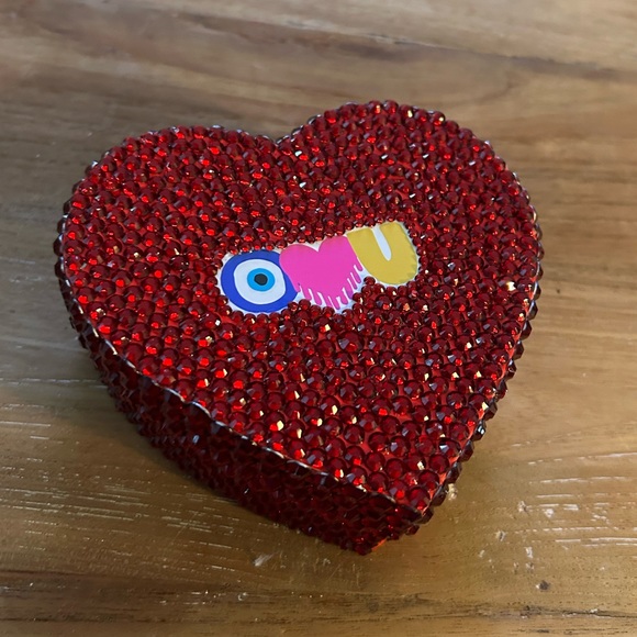 Storage & Organization | Blinged Out Heart Shaped Trinket Heart Card ...